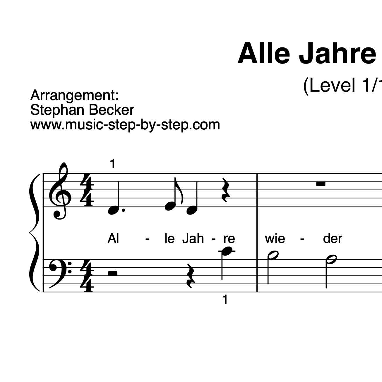 Alle Jahre wieder - für Klavier, sehr leicht mit Aufnahme Alle Jahre wieder - für Klavier, sehr leicht mit Aufnahme
